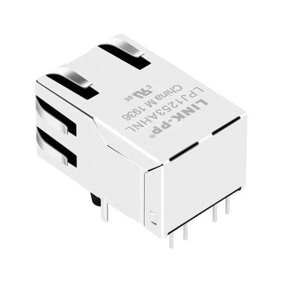 China Hanrun HR941199C Compatibel LINK-PP LPJ1253AHNL 10/100 Base-T Tab Up Groen/Geel Led Single Port Cat5e Shielded POE RJ 45 Connector Te koop