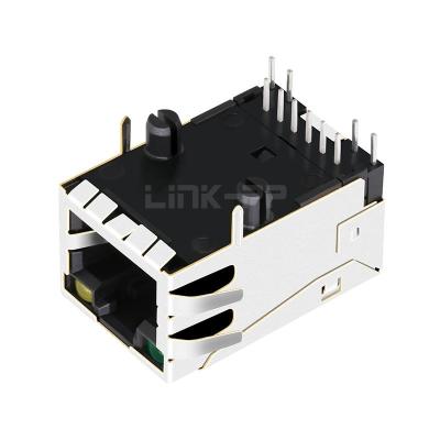 China Amphenol RJMG163218101NR Compativel LINK-PP LPJ2011KHNL 10/100 Base-T Tab Up Verde/Amarela Led Single Port Ethernet RJ45 Conexão à venda