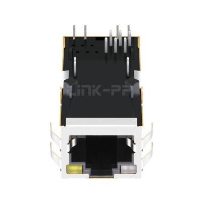 China Belfuse 0826-1X1T-GJ-F Compatibel LINK-PP LPJK6003AONL 10/100 Base-T Tab Up Oranje&Groen/Geel Led 1x1 Port POE+ Netwerk RJ45 Connector Te koop