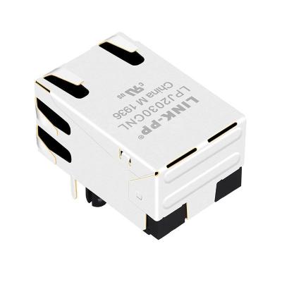 China Amfenol RJMG163007101NR Compativel LINK-PP LPJ2030CNL 10/100 Base-T Ethernet Jack RJ45 Magnéticos 1x1 Port Tab Up sem LED à venda