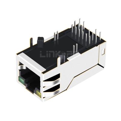 中国 ハンラン HR851140A コンパティブル LINK-PP LPJK2001AGNL 100 ベース-T イーサネット マグジャック RJ45 POE タブアップ 1x1 ポート イエロー/グリーン LED 販売のため