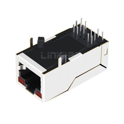 China X multiple XFVOIP5QS-CTxu1-2L Compatibel LINK-PP LPJK4010B69NL 10/100 Base-T Tab Up Rood/Rood Led 1x1 Port POE RJ-45 Magjack Connector Te koop