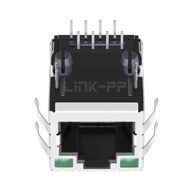 中国 アムフェノール RJSE1S5360B-R コンパティブル LINK-PP LPJ16206AFNL 10/100 ベース-T タブアップ グリーン/グリーン LED シングルポート シールド RJ 45 コネクタ 販売のため