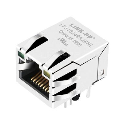 China Tyco 6605834-1 Compatible LINK-PP LPJ16249A28NL 10/100 Base-T Tab Up Groen/Geel Led Single Port POE Connector Lan RJ-45 Magjack Te koop