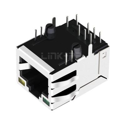 Cina Tyco 6605834-1 Compatibile LINK-PP LPJ16249A28NL 10/100 Base-T Tab Up Verde/Giallo Led Single Port POE Connector Lan RJ-45 Magjack in vendita