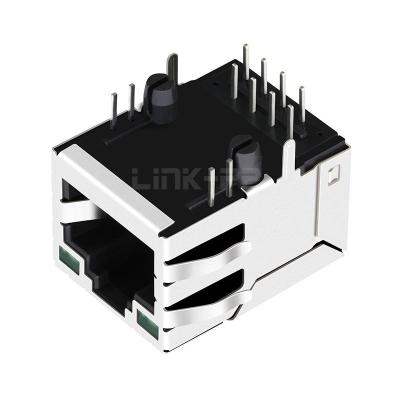 China Tyco 1-6605758-1 Compativel LINK-PP LPJ16264-1AZNL 10/100 Base-T Tab Up Verde/Led Verde Conector de rede de porta única RJ-45 à venda