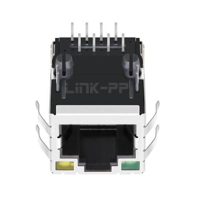 中国 Tyco 5-6605758-1 コンパティブル LINK-PP LPJ16264A28NL 10/100 ベース-T タブアップ グリーン/イエロー LED シングルポート Cat5e シールド RJ-45 コネクタ 販売のため