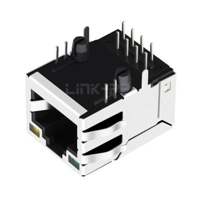 中国 Tyco 5-6605758-1 コンパティブル LINK-PP LPJ16264A28NL 10/100 ベース-T タブアップ グリーン/イエロー LED シングルポート Cat5e シールド RJ-45 コネクタ 販売のため