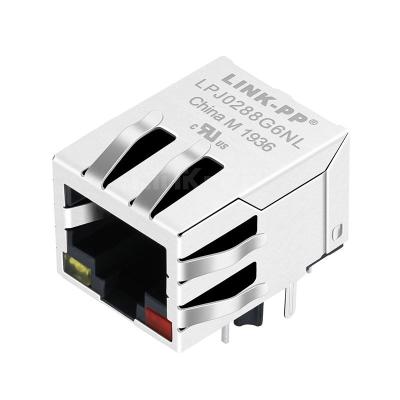 Cina BelFuse SI-40267 Compatibile LINK-PP LPJ0288G6NL 10/100 Base-T Tab Down Giallo/Rosso Led Single Port RJ45 connettori blindati in vendita