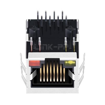 Cina BelFuse SI-40267 Compatibile LINK-PP LPJ0288G6NL 10/100 Base-T Tab Down Giallo/Rosso Led Single Port RJ45 connettori blindati in vendita