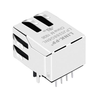 Cina BelFuse SI-40267 Compatibile LINK-PP LPJ0288G6NL 10/100 Base-T Tab Down Giallo/Rosso Led Single Port RJ45 connettori blindati in vendita