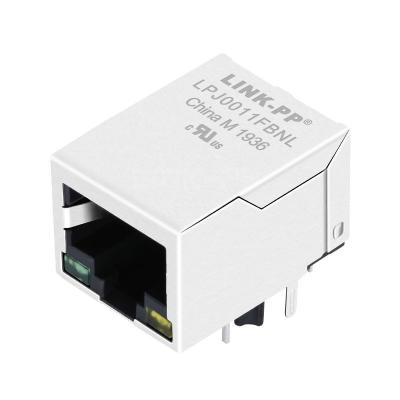 Cina LPJ0011FBNL RJ45 connettore femminile con 100 base-T magnetici 1x1 Port Tab Down 8P8C verde/giallo LED in vendita
