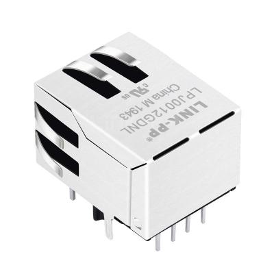 Cina LPJ0012GDNL 10/100 Base-T Single Port 8 Pin Shielded RJ 45 Jack Connector con LED giallo/verde in vendita