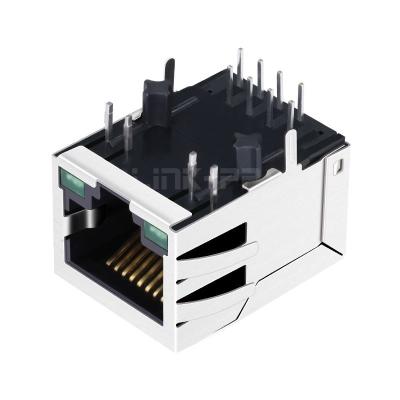China LPJ4012GFNL 10/100 Base-T Green/Green Led Tab Down 8P8C Conector Ethernet RJ45 de porta única à venda