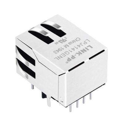 中国 LPJ4141GENL 10/100 Base-T グリーン/イエロー LED タブダウン 1x1ポート TVS 高隔離性 マグネットイーサネット RJ45 コンネクタ 販売のため