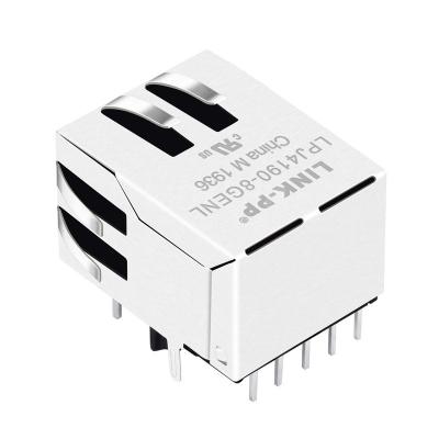 中国 LPJ4190-8GENL 10/100 Base-T グリーン/イエロー LED タブダウン 1 ポート 矯正器 ブリッジ PoE 電子コネクタ RJ 45 ジャック 販売のため