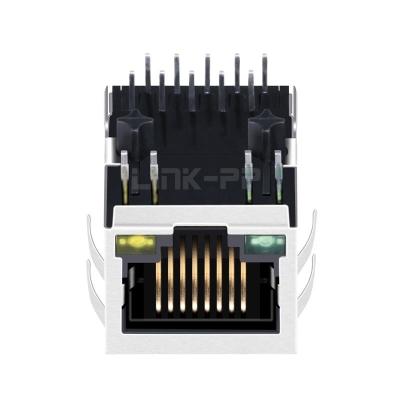 中国 LPJ4284GENL 10/100 ベース-T 1 ポート グリーン/イエロー LED タブ 下 右角 PoE 矯正器 ブリッジ シールド RJ45 接続器 販売のため