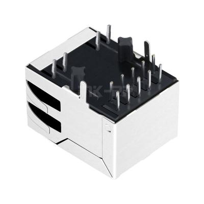 中国 LPJ4284GENL 10/100 ベース-T 1 ポート グリーン/イエロー LED タブ 下 右角 PoE 矯正器 ブリッジ シールド RJ45 接続器 販売のため