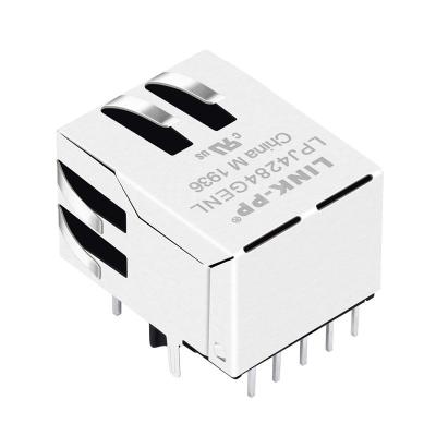 中国 LPJ4284GENL 10/100 ベース-T 1 ポート グリーン/イエロー LED タブ 下 右角 PoE 矯正器 ブリッジ シールド RJ45 接続器 販売のため