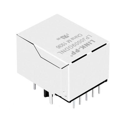 中国 LPJ0009GDNL 10/100 ベース-T 1x1 ポート RJ45 PoE 矯正器ブリッジ付き磁気イーサネットコネクタ 黄色/緑色 LED タブダウン 販売のため