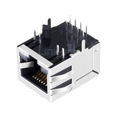 Cina LPJ0011G4NL 10/100 Base-T Single Port RJ45 Jack Connector Tab Down Green&Yellow/Green&Yellow LED in vendita
