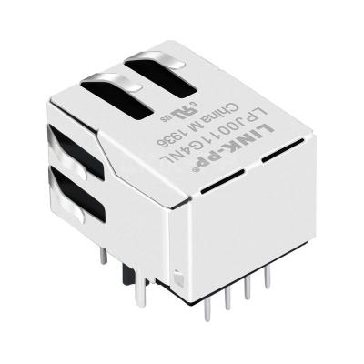 Cina LPJ0011G4NL 10/100 Base-T Single Port RJ45 Jack Connector Tab Down Green&Yellow/Green&Yellow LED in vendita