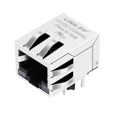 China LPJ0012G66NL 10/100 Base-T 1x1 Port RJ45 Jack Magnético Tab Down Com LEDs Vermelhos/Vermelhos e Verdes à venda