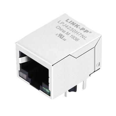 China LPJ4230H7NL 10/100 Base-T PoE+ Lan Jack RJ45 Conector Feminino Rectificador de Tabela para baixo Ponte Amarelo& Verde/ Verde LED à venda