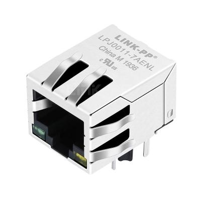 China LPJ0011-7AENL 10/100 Base-T Shielded Ethernet RJ45 Connector Tab Down LED verde/amarelo à venda
