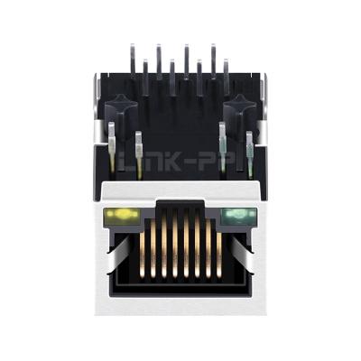 China WE 7499010211A Compatible LINK-PP LPJ0011BBNL 10/100 Base-T Single Port RJ45 8 Pin Connector Tab Down Groen/Geel Led Te koop