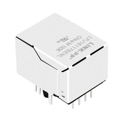 中国 LPJ16117BEN 10/100 Base-T Tab Up グリーン/イエロー LED シールド 8ピン RJ45 マグネットジャック 販売のため