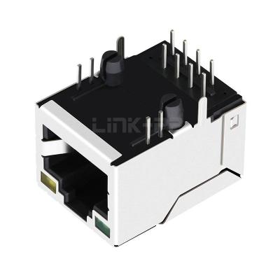 中国 LPJ16211BENL 10/100 Base-T RJ45 ジャック 1 ポート シールド タブアップ グリーン/イエロー LED 販売のため