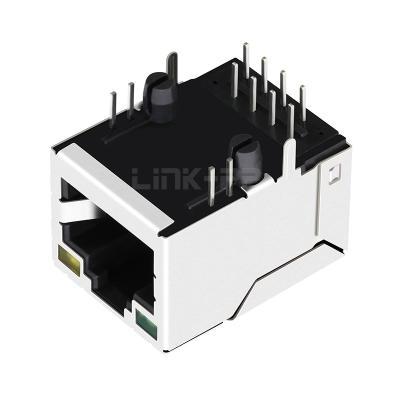 Cina LPJ16212BENL 100 Base-T Tab Up Verde/Giallo Led Single Port Ethernet Connectors RJ45 Jack in vendita