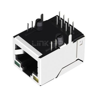 China LPJ16217B10NL 100 Base-T Tab Up Amarelo/Verde Led Single Port Ethernet RJ45 Conectores à venda