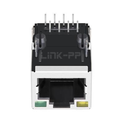 Cina LPJ16217BDNL 100 Base-T Tab Up Giallo/Verde Led Single Port Right Angle RJ45 connettore in vendita