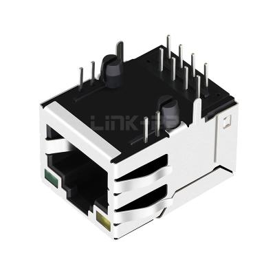 Cina Pulse JXD1-0014NL Compatibile LINK-PP LPJ16611ADNL 10/100 Base-T Tab Up Giallo/Verde Led Single Port Female RJ45 Socket Connection in vendita