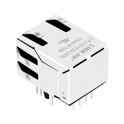 中国 LPJ16183A28NL 10/100 Base-T Tab Up グリーン/イエロー LED 1x1ポート 女性 RJ45 イーサネット ジャック 販売のため
