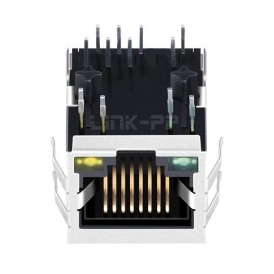 Cina LPJ0049AENL 10/100 Base-T Rj45 connettore con Tvs diodo Single Port Tab Down verde/giallo LED in vendita