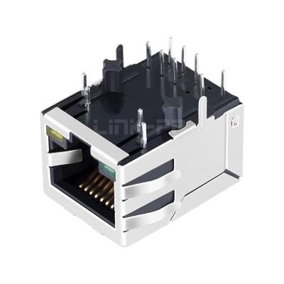 Cina LPJ0049AENL 10/100 Base-T Rj45 connettore con Tvs diodo Single Port Tab Down verde/giallo LED in vendita