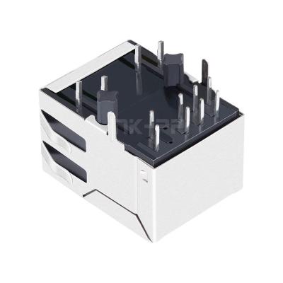 Cina LPJ0049AENL 10/100 Base-T Rj45 connettore con Tvs diodo Single Port Tab Down verde/giallo LED in vendita