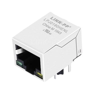 Cina LPJ0190HENL RJ45 PoE Magjack 10P8C 10/100 Base-T Tab Down Verde/Giallo Led in vendita