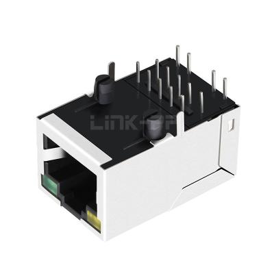 Cina LPJ6049BGNL 10/100 Base-T RJ45 PoE Jack magnetici Single Port Tab Up Giallo/Verde Led in vendita