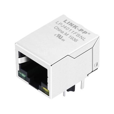 Cina LINK-PP LPJ4011FBNL 10/100 Base-T Tab Down Verde/Giallo Led 1x1 Port Shielded RJ45 Female Connector in vendita