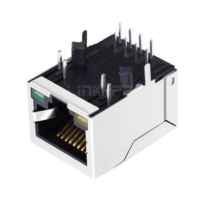 中国 LPJ0026BMNL 10/100 ベースTタブダウン 黄色/緑色 LEDシングルポート 8P8C RJ45 ジャック 販売のため