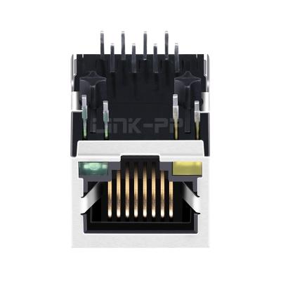 中国 LPJ0026BMNL 10/100 ベースTタブダウン 黄色/緑色 LEDシングルポート 8P8C RJ45 ジャック 販売のため