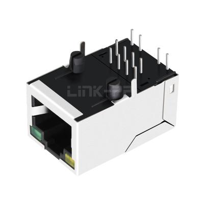 Cina LPJ1012BGNL 10/100 Base-T Ethernet RJ45 Magnetics Jack Single Port Tab Up Giallo/Verde Led in vendita