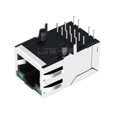 中国 LPJ1144AWNL 10/100 ベース-T タブアップ グリーン/グリーン LED 1x1 ポート RJ45 女性接続器 販売のため