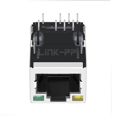 Cina LPJ166323B10NL 10/100 Base-T Tab Up Giallo/verde Led Single Port Shielded POE Ethernet RJ45 Jack femminile in vendita