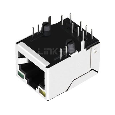 Cina LPJ166323B10NL 10/100 Base-T Tab Up Giallo/verde Led Single Port Shielded POE Ethernet RJ45 Jack femminile in vendita