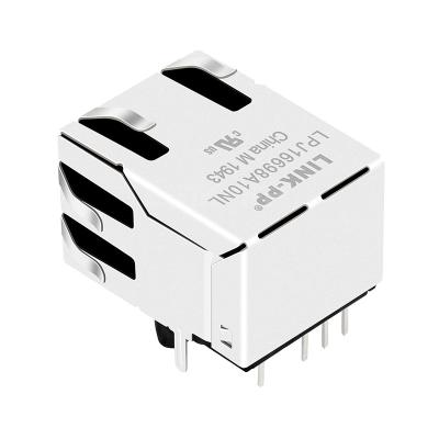 China LPJ16698A10NL 10/100 Base-T Tab Up Amarelo/Verde Led Single Port POE Ethernet Connector Modulos RJ45 à venda